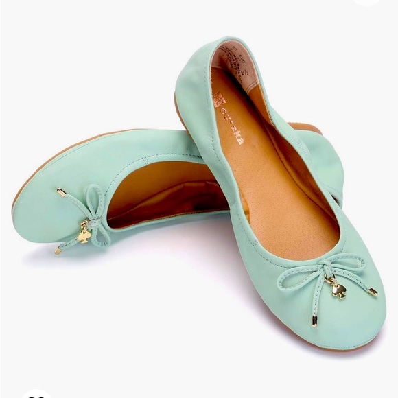 Eureka | Shoes | Eureka Turquoise Leather Ballet Flats Size 9 | Poshmark